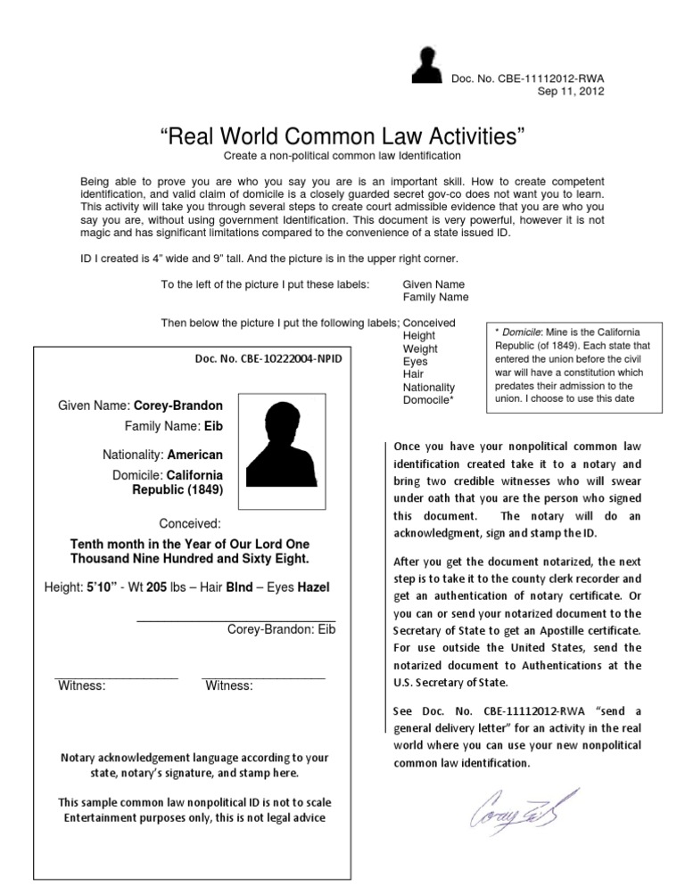 How To Create Your Own Common Law I.D. | PDF | Notary Public | Social ...