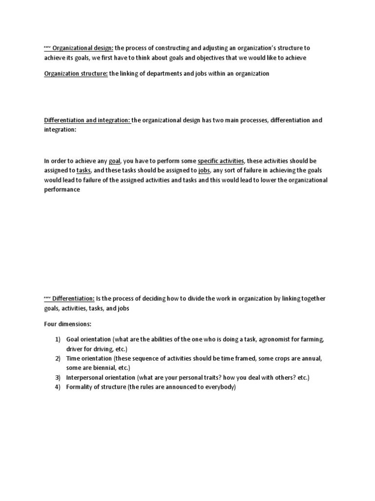 7 Organizational Design | PDF | Organizational Structure | Goal