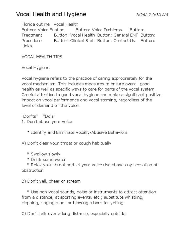 Vocal Health and Hygiene | PDF | Human Voice | Singing