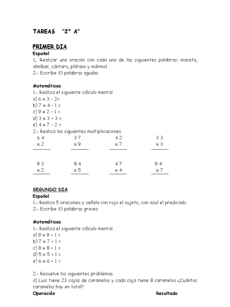 TAREAS 2do Año | PDF | Sintaxis | Semántica
