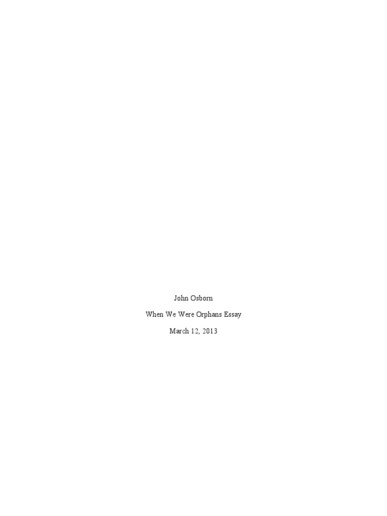 When We Were Orphans Essay | PDF