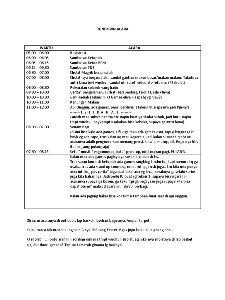 Rundown Acara Makrab Bem | PDF