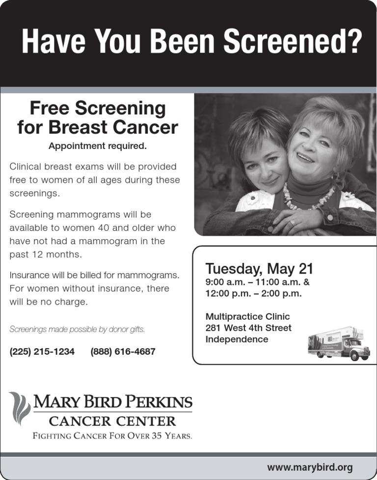 Free Breast Cancer Screenings May 21 | PDF