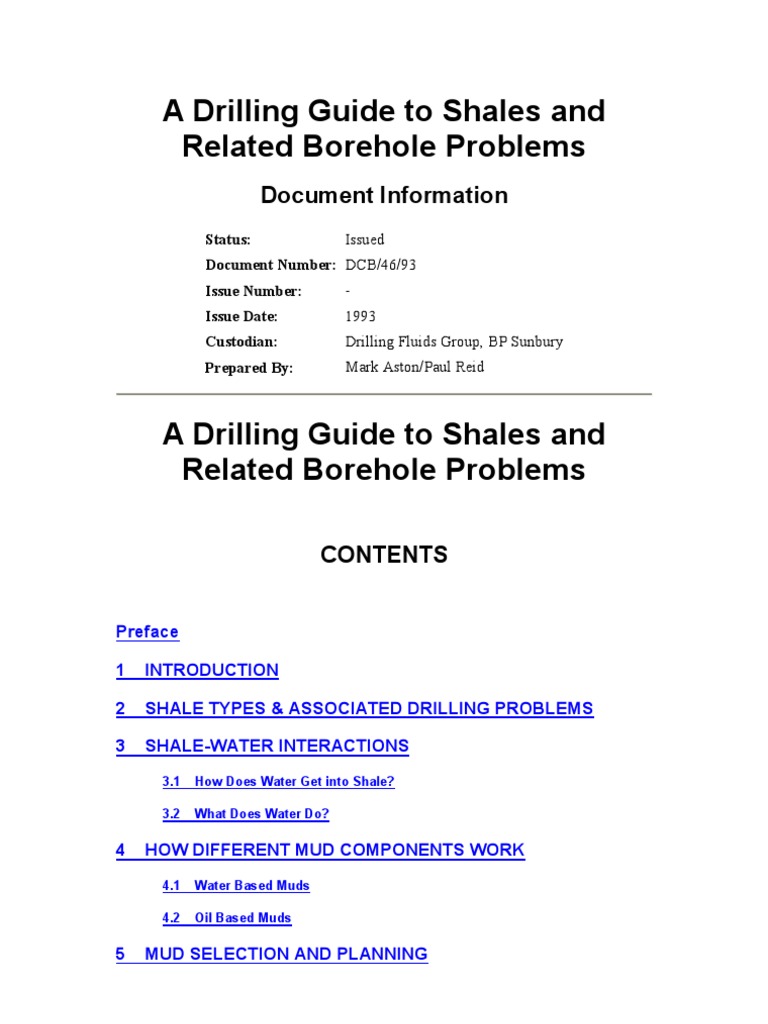 A Drilling Guide To Shales and Related Borehole Problems | PDF | Ion ...