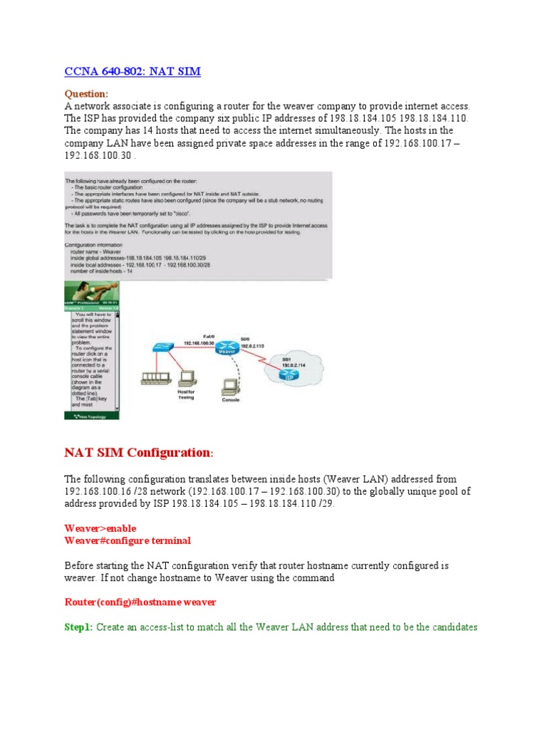 NAT Simulation | PDF | Router (Computing) | Ip Address