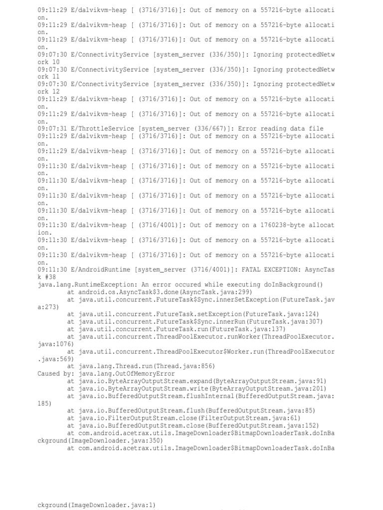 Android Out of Memory Errors Log | PDF | Android (Operating System) | Computing