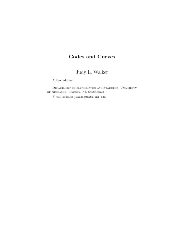Codes and Curves: An Introduction to Algebraic Geometric Coding Theory ...