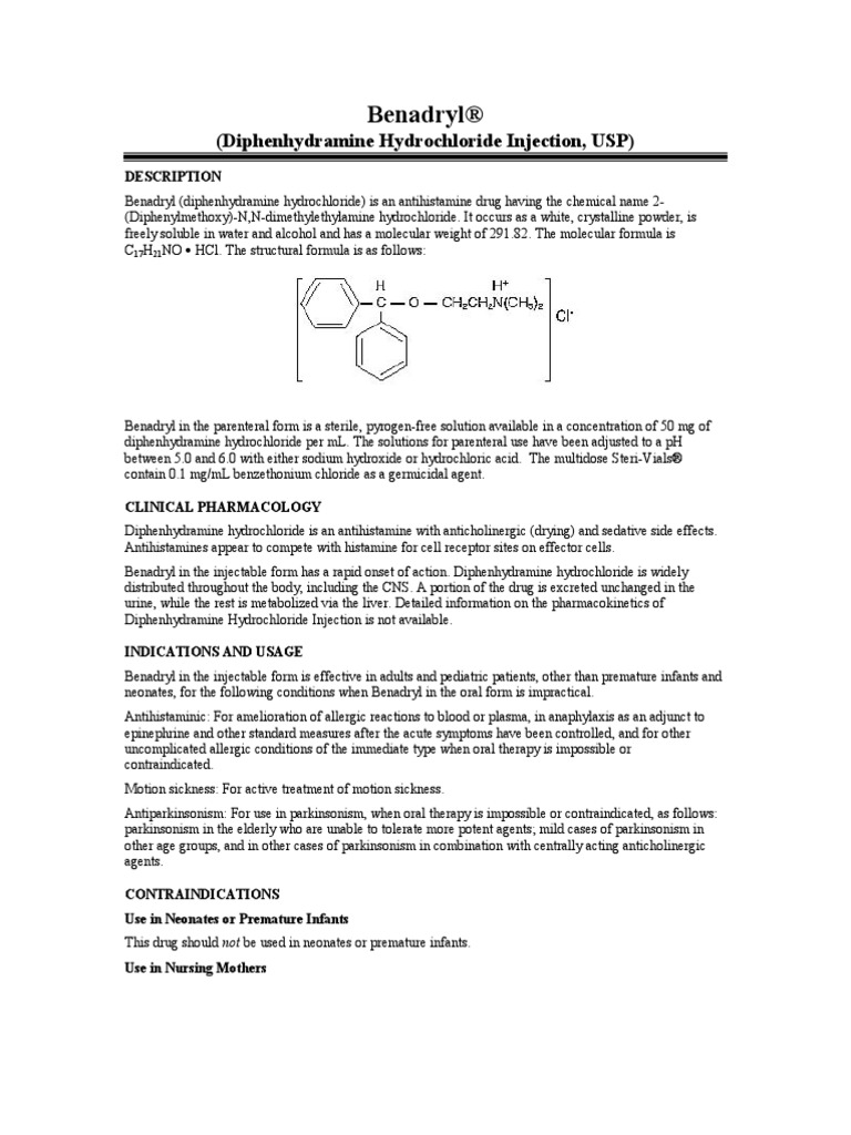 Uspi Benadryl | PDF | Drugs | Pharmacology