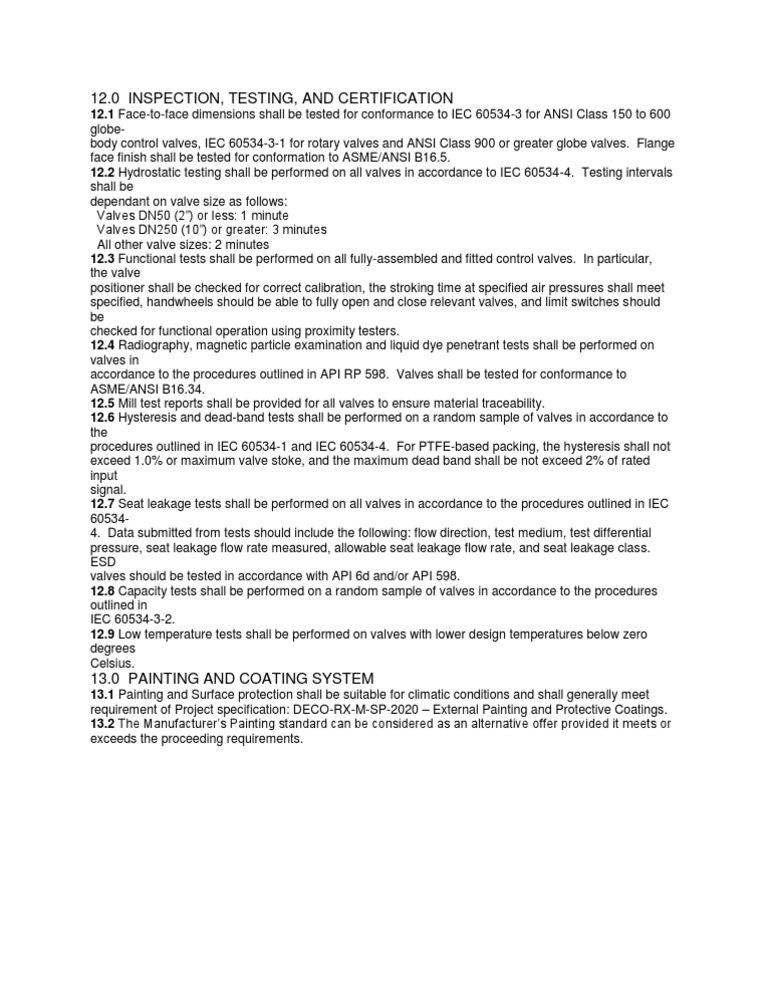 Control Valve Inspection Requirement | PDF | International ...
