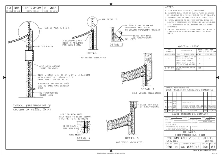 AC-036915-001 Fireproofing For Column and Vessel Skirts | PDF