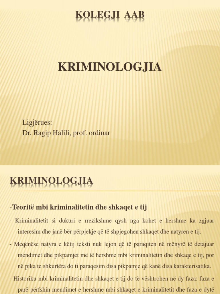 Ligjerata Nga Kriminologjia, Java e Tret | PDF