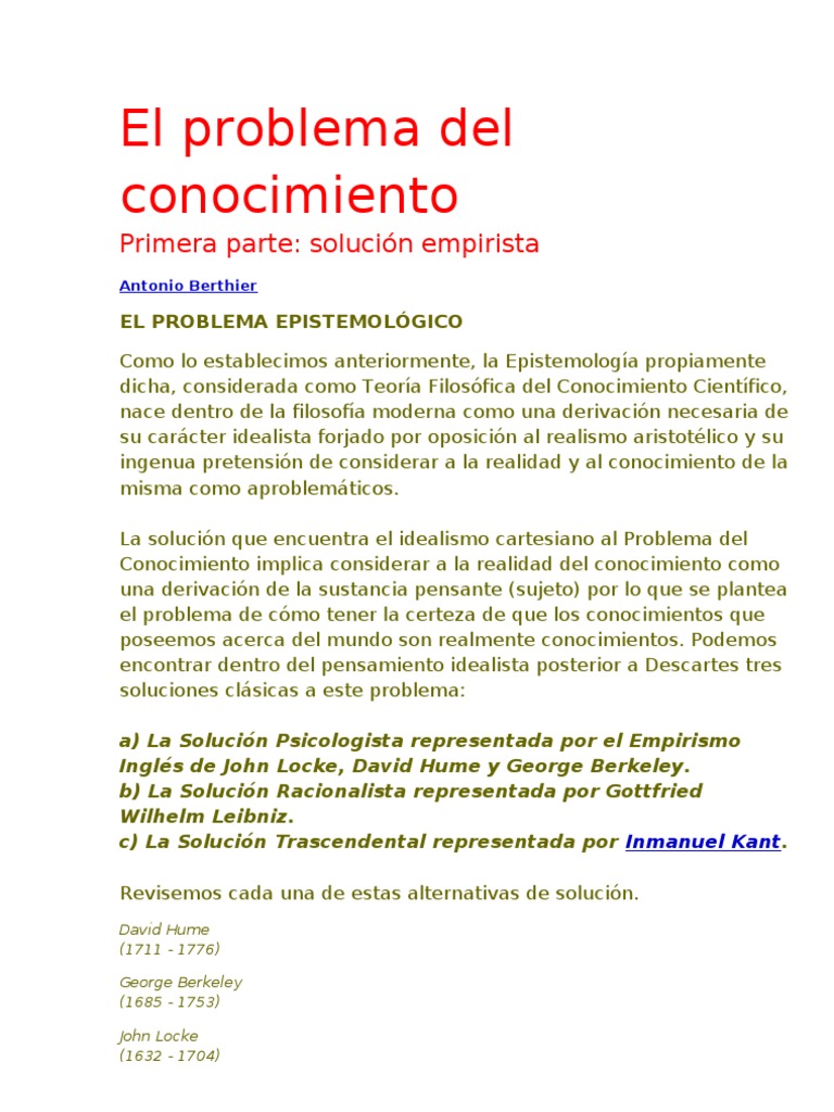 El empirismo inglés como solución psicologista al problema del conocimiento según John Locke ...