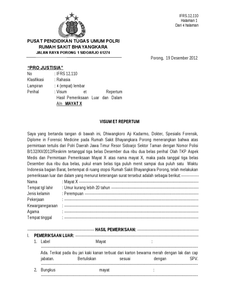 Visum Mayat X Fix | PDF