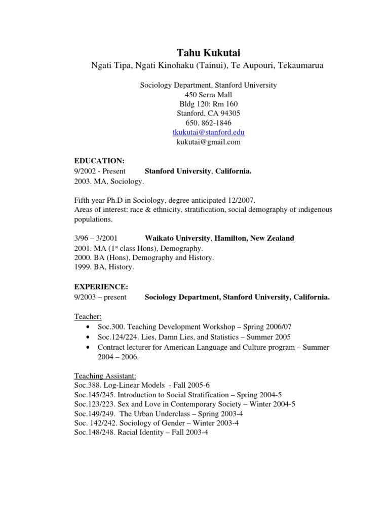 Kukutai CV | Download Free PDF | Māori People | New Zealand
