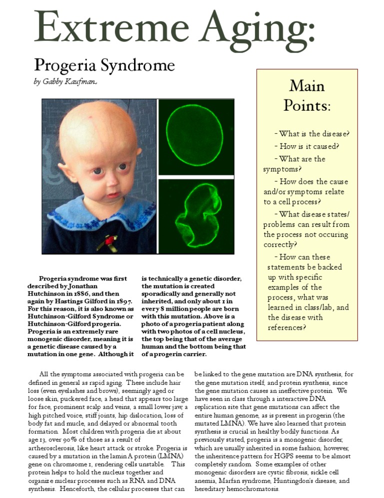 progeria | Genetic Disorder | Biotechnology
