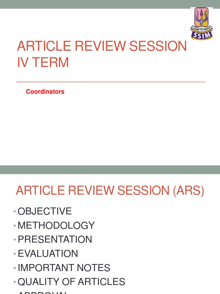 Article Review - Guidelines For Presentation | PDF | Evaluation ...