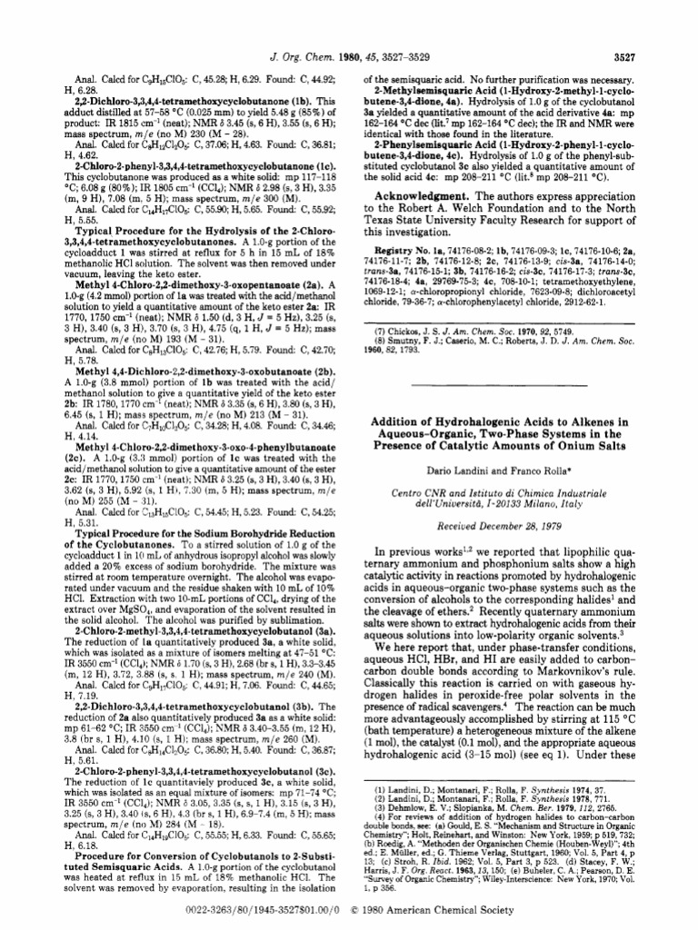 Addition of Hydrohalogenic Acids To Alkenes in Aqueous-Organic, Two ...