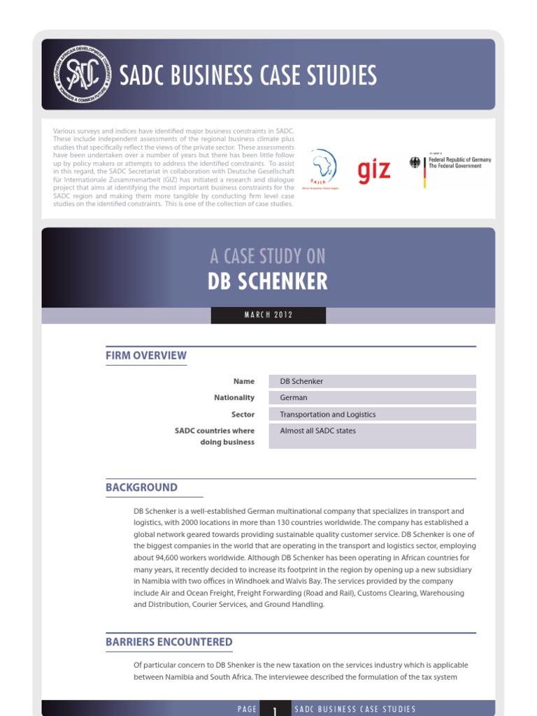 DB Schenker Case Study | PDF | Namibia | Taxes