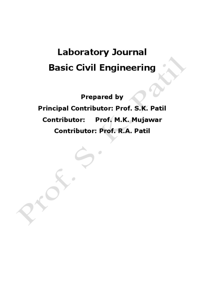 Laboratory Journal Documenting Experiments in Basic Civil Engineering ...