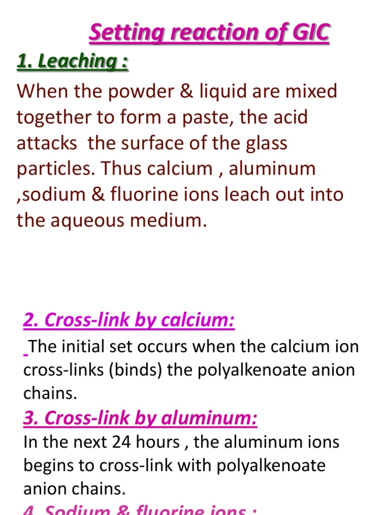 Setting Reaction of GIC | PDF