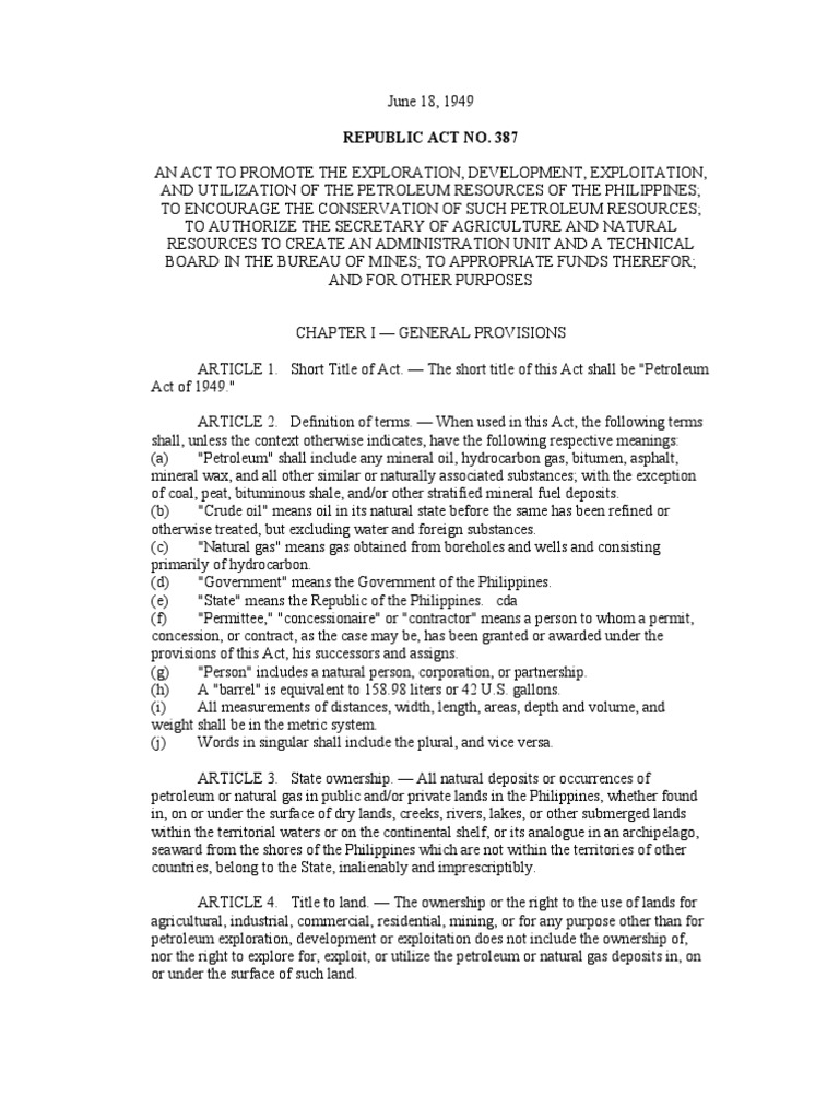 Petroleum Act of 1949 Overview | PDF | Law