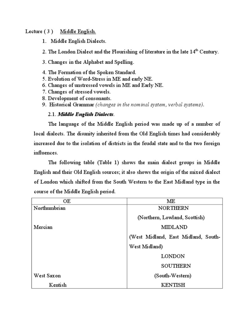Middle English lecture covers dialects, London language & literature ...