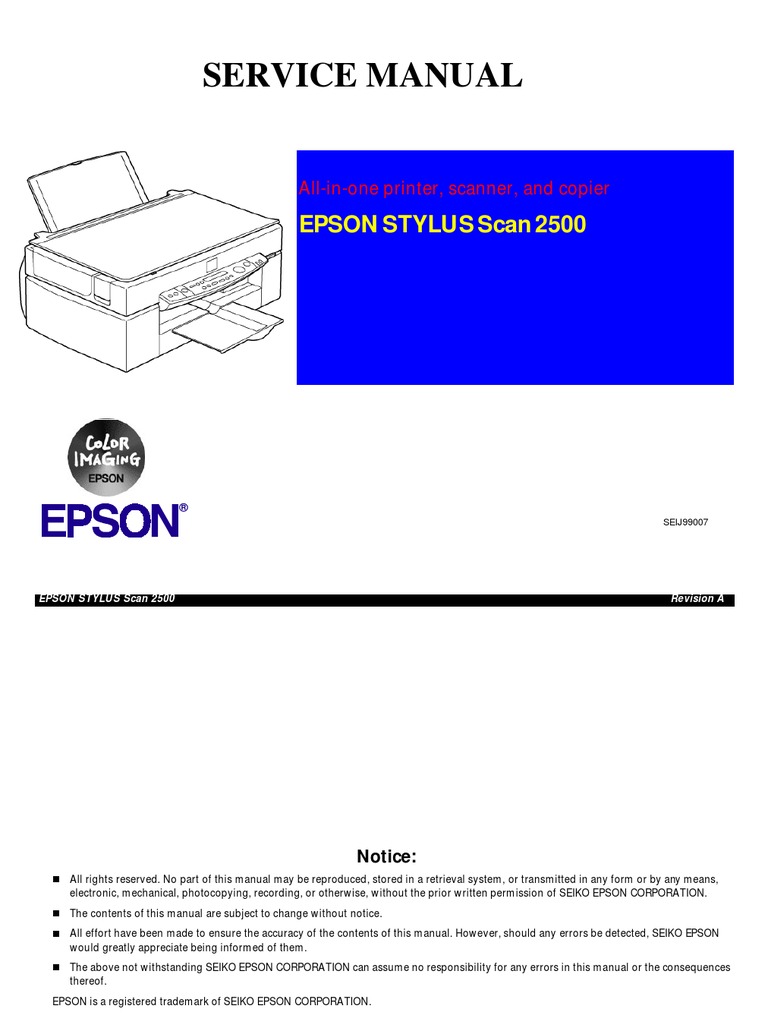 Epson Stylus Scan 2500 Service Manual | PDF | Usb | Image Scanner