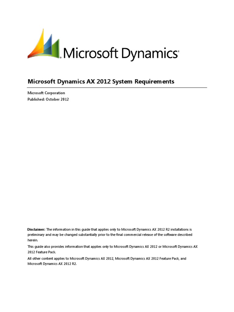 Microsoft Dynamics AX 2012 R2 System Requirements | PDF | Remote ...