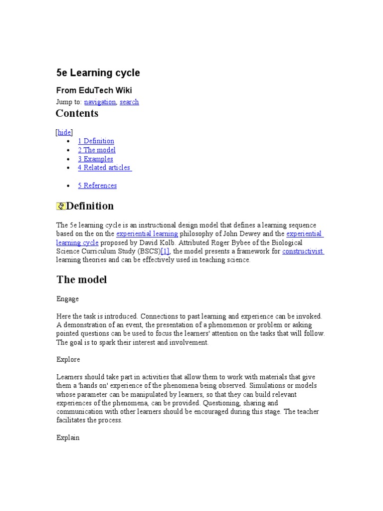 5e Learning Cycle | PDF | Inquiry | Learning