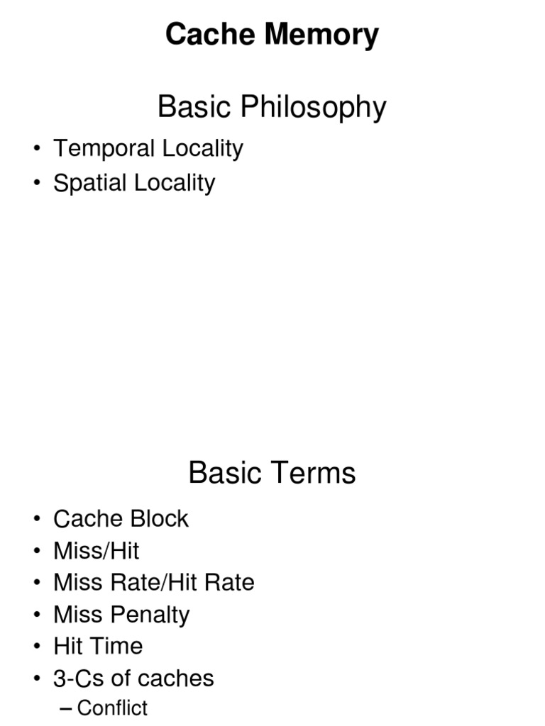 Basic Philosophy: Cache Memory | PDF | Cpu Cache | Computer Hardware
