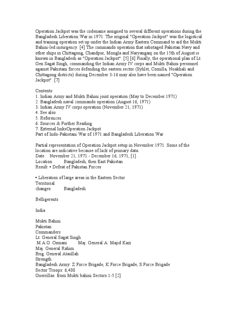 Operation Jackpot | PDF | India–Pakistan Relations | Conflicts