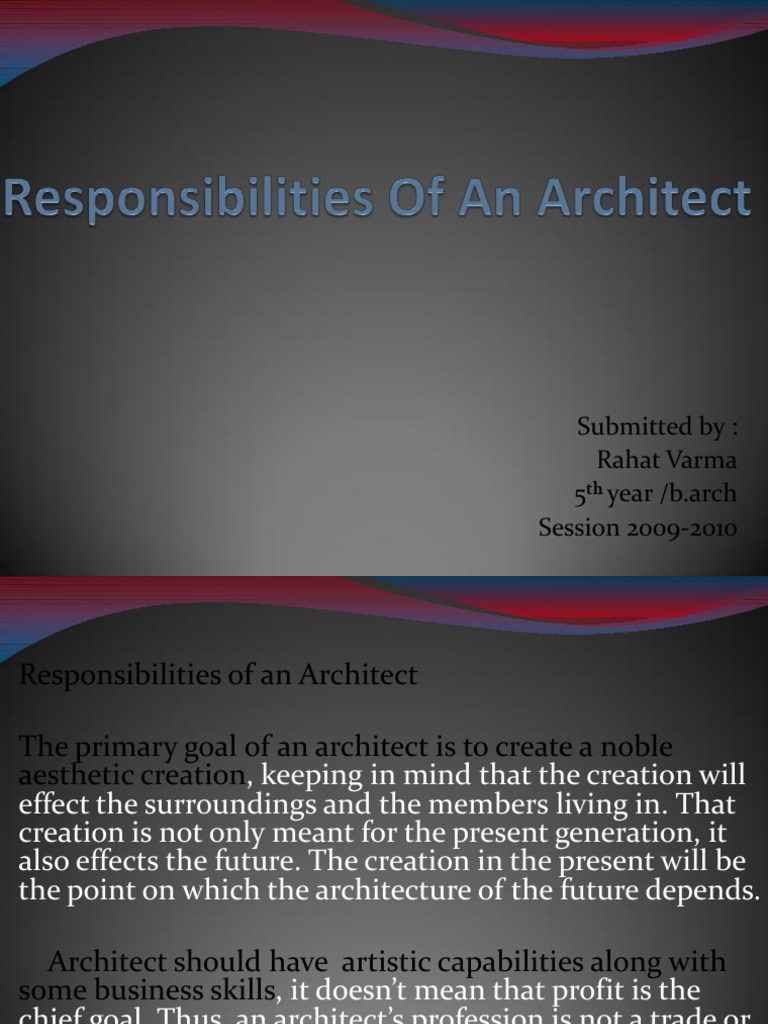 Responsibilities and Role of an Architect | PDF | Software Development ...