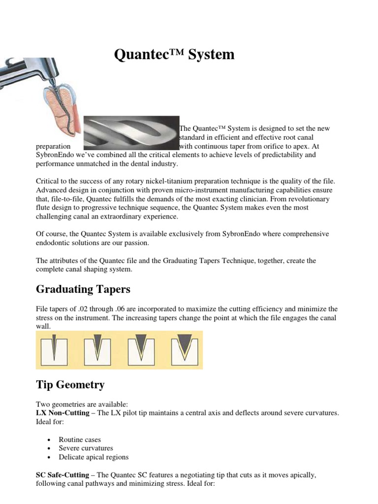 Quantec™ System: Graduating Tapers | Download Free PDF | Nature