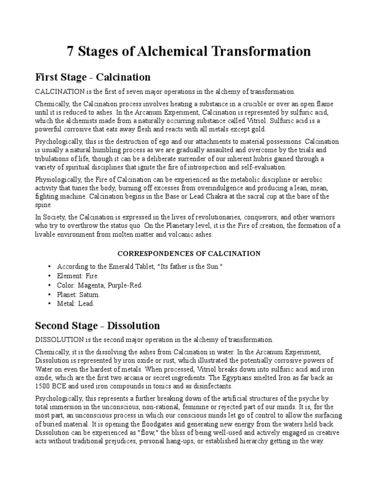 7 Stages of Alchemical Transformation | PDF | Alchemy | Distillation