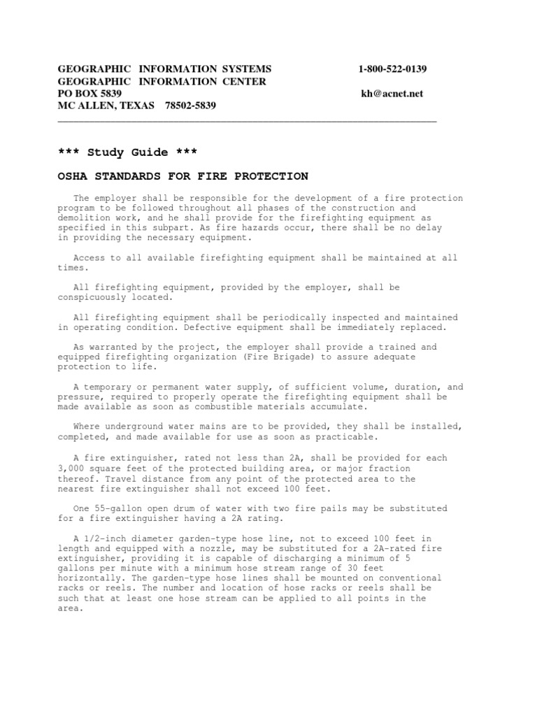 Study Guide Osha Standards For Fire Protection | PDF | Fire Sprinkler ...