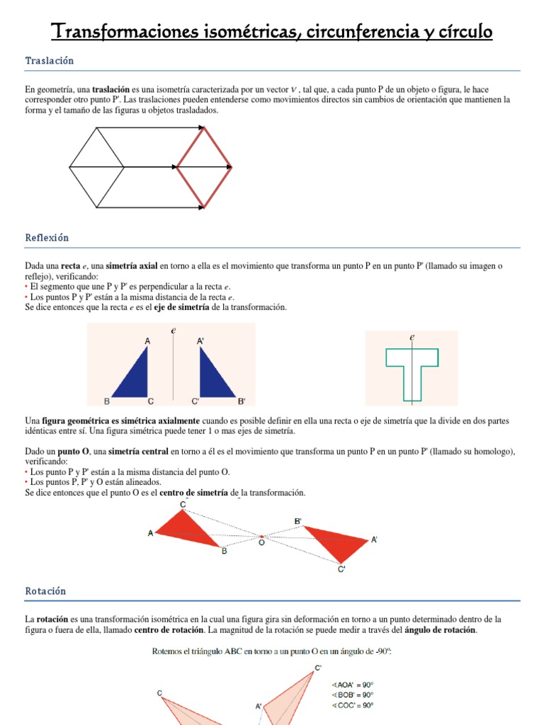 Transformaciones Isometricas | PDF | Circulo | Rotación