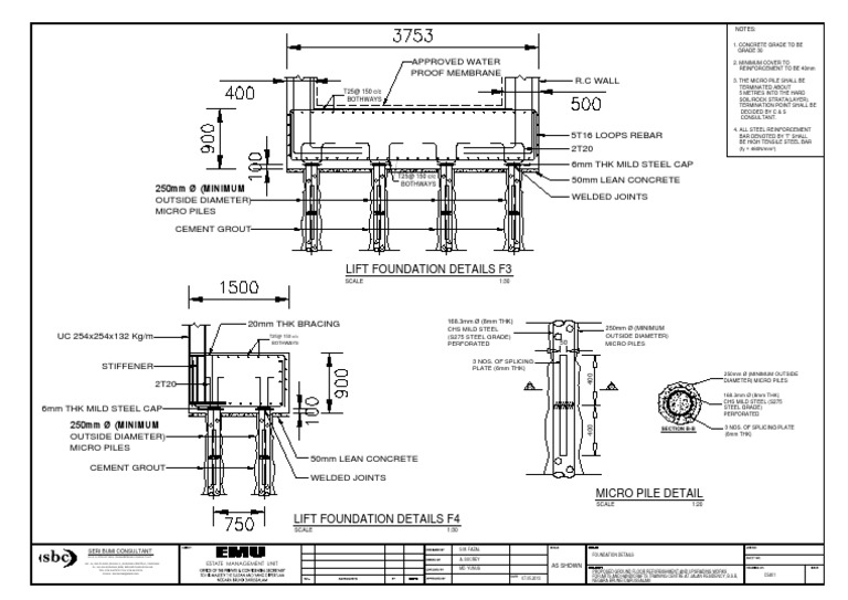 Lift Foundation Details F3: T25@ 150 C/C Bothways | PDF