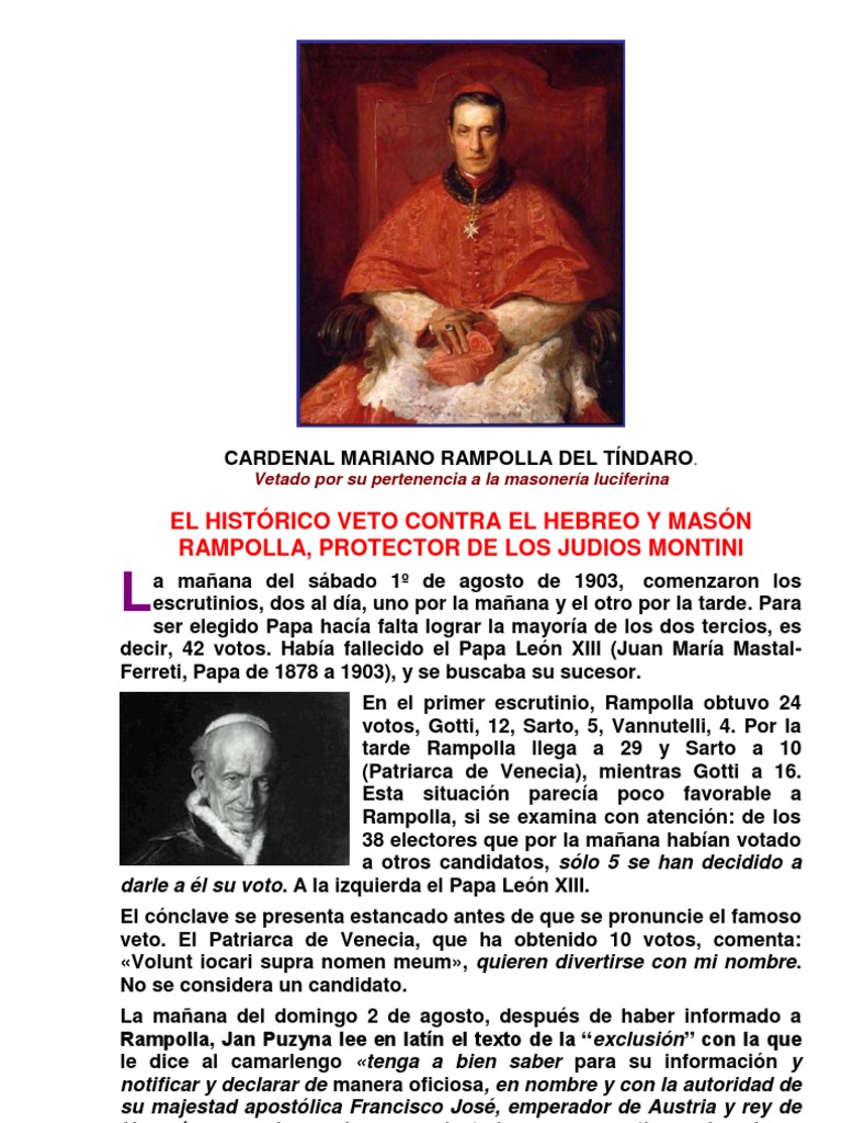 Veto a Rampolla: Cónclave 1903 | PDF | Papa | Clero Católico Romano