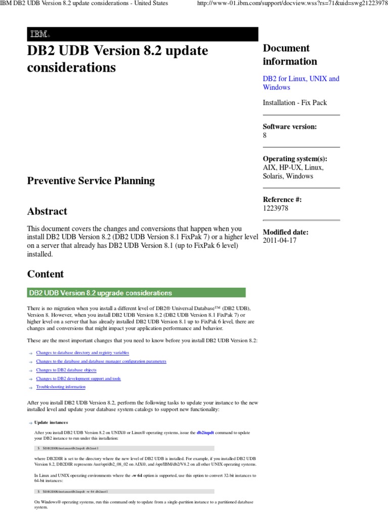 IBM DB2 UDB Version 8 Update Considerations | PDF | Ibm Db2 | Windows Registry