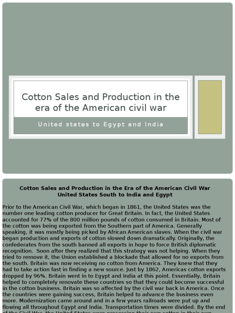 Cotton Sales and Production in The Era of The American Civil War | PDF ...