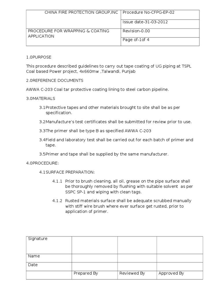Pipe Wrapping and Coating Procedure | PDF | Pipe (Fluid Conveyance ...