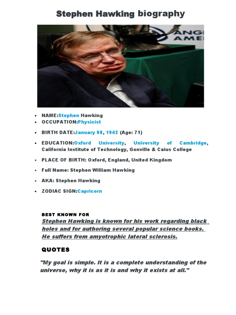 Stephen Hawking: biography
