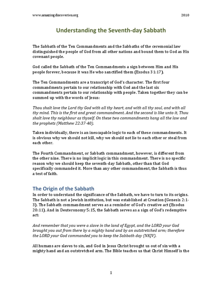 Understanding The Sabbath | PDF | Ten Commandments | Resurrection Of Jesus