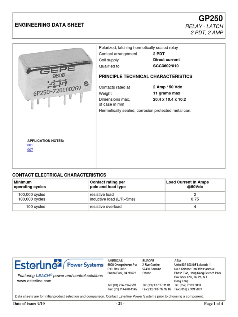 Relay GP250 | PDF | Inductor | Electromagnetic Induction