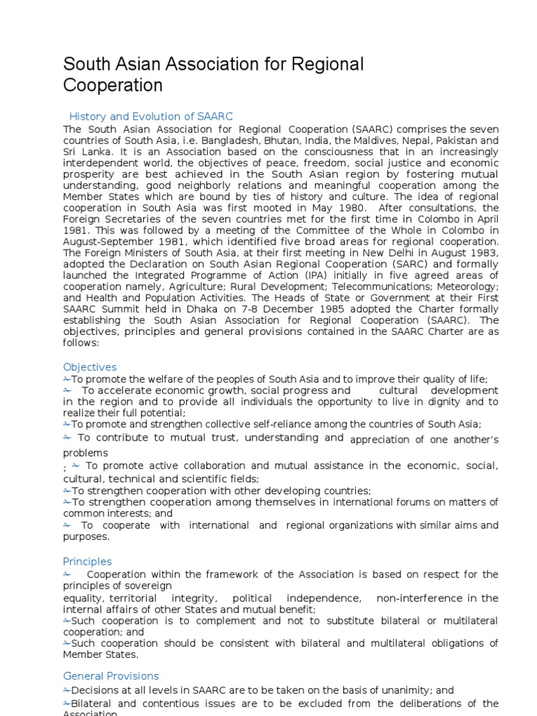 SAARC: History and Evolution of the South Asian Regional Cooperation ...