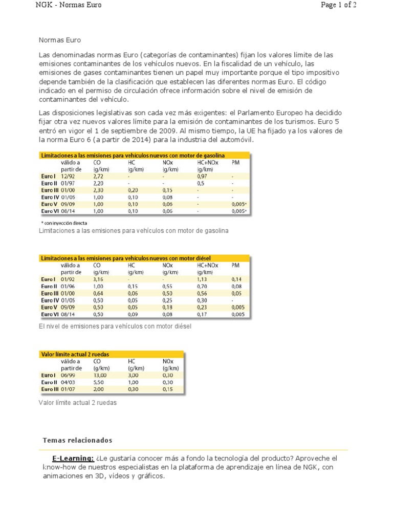 Normas Euro y Emisiones Vehiculares | PDF