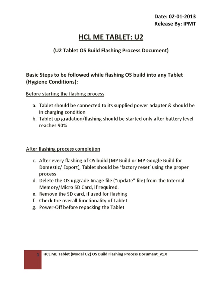 HCL ME U2 Tablet OS Flashing Guide | PDF | Business | Computers