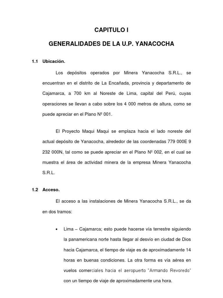 Minera Yanacocha: Ubicación y Operaciones | PDF | Oro | Mercado (economía)