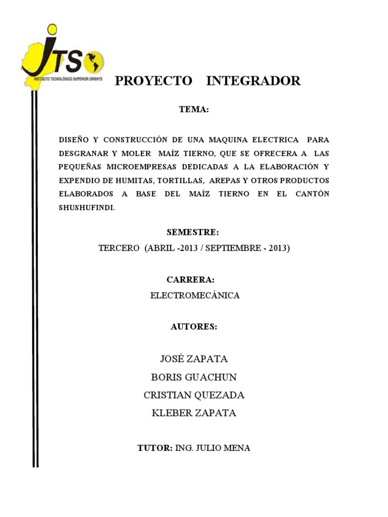 Proyecto Integrador III Nivel | PDF | Maíz | Diseño