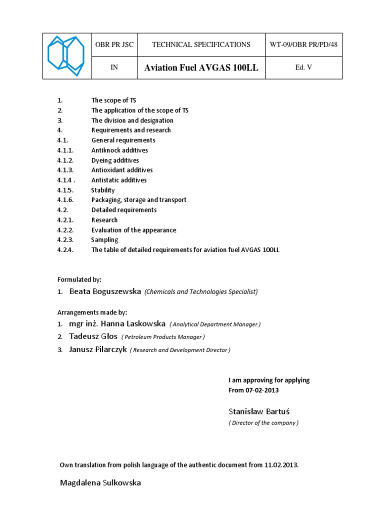 Ts Avgas 100ll En!!! | PDF | Fuels | Lead